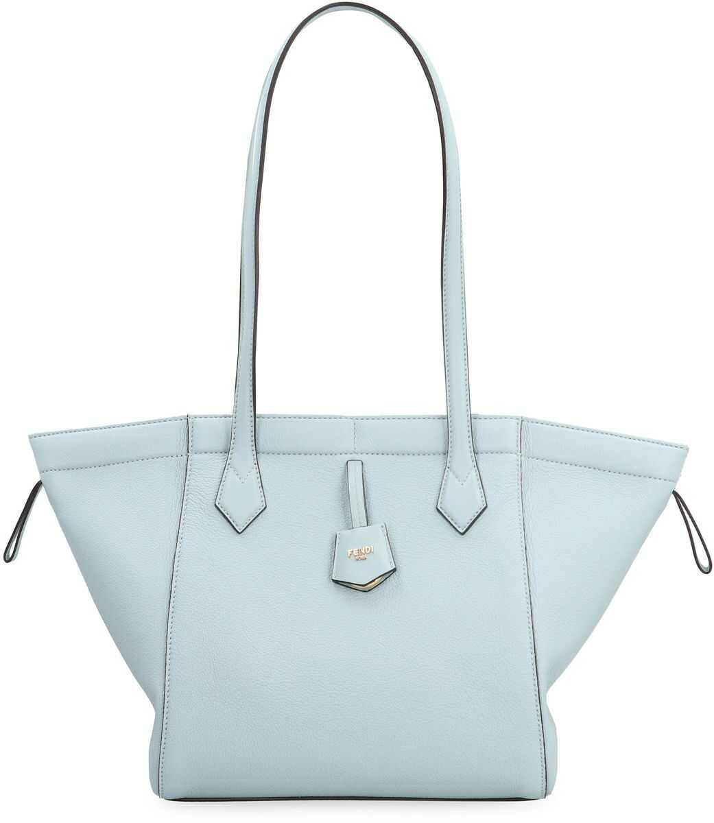 Genti de mana Fendi Fendi Fendi Origami Pebbled Leather Tote BLUE Femei ...