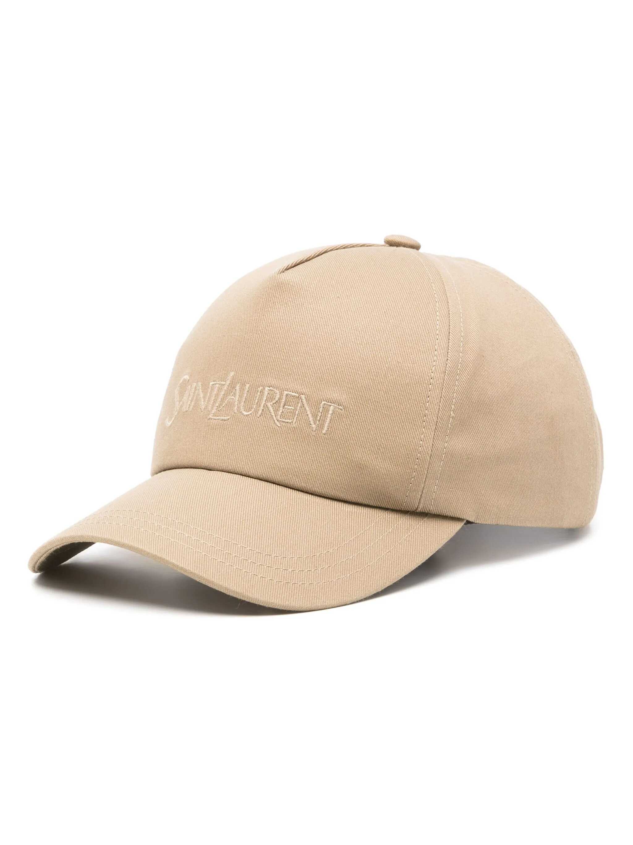 Sepci Saint Laurent Saint Laurent Logo-Embroidered Baseball Cap Beige ...