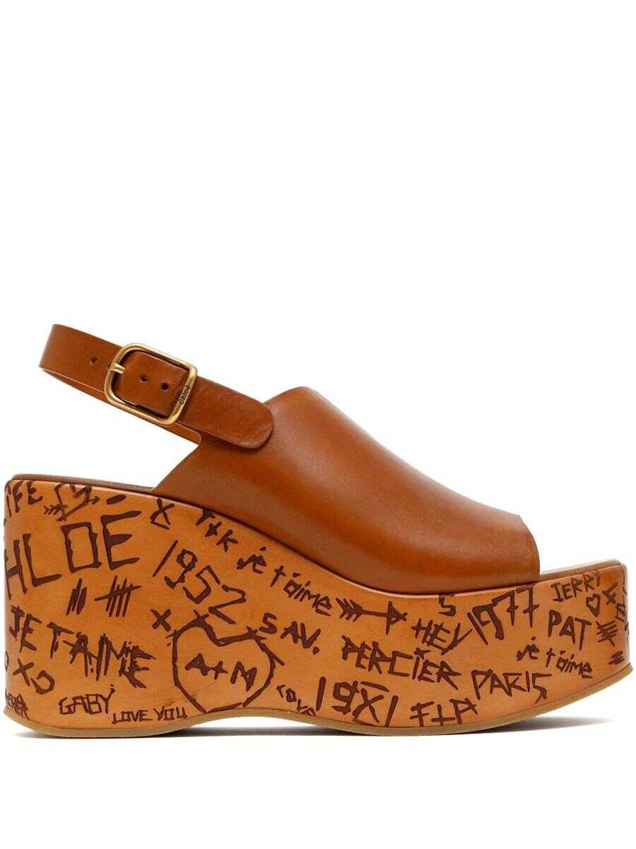 Pantofi cu toc Chloe Chlo Maxime Wedge Sandals Brown Femei (BM17442498 ...
