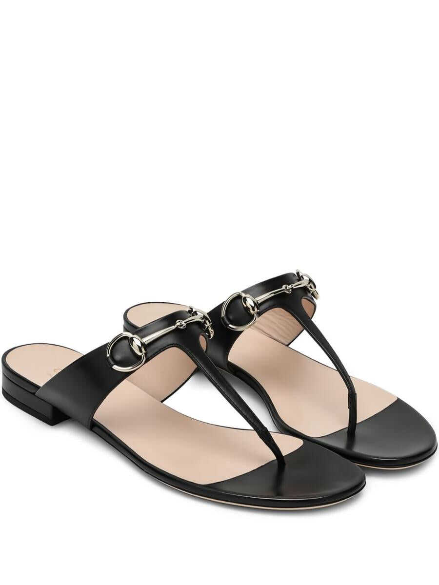Sandale Gucci Gucci Lady Horsebit Leather Thong Sandals Black Femei ...