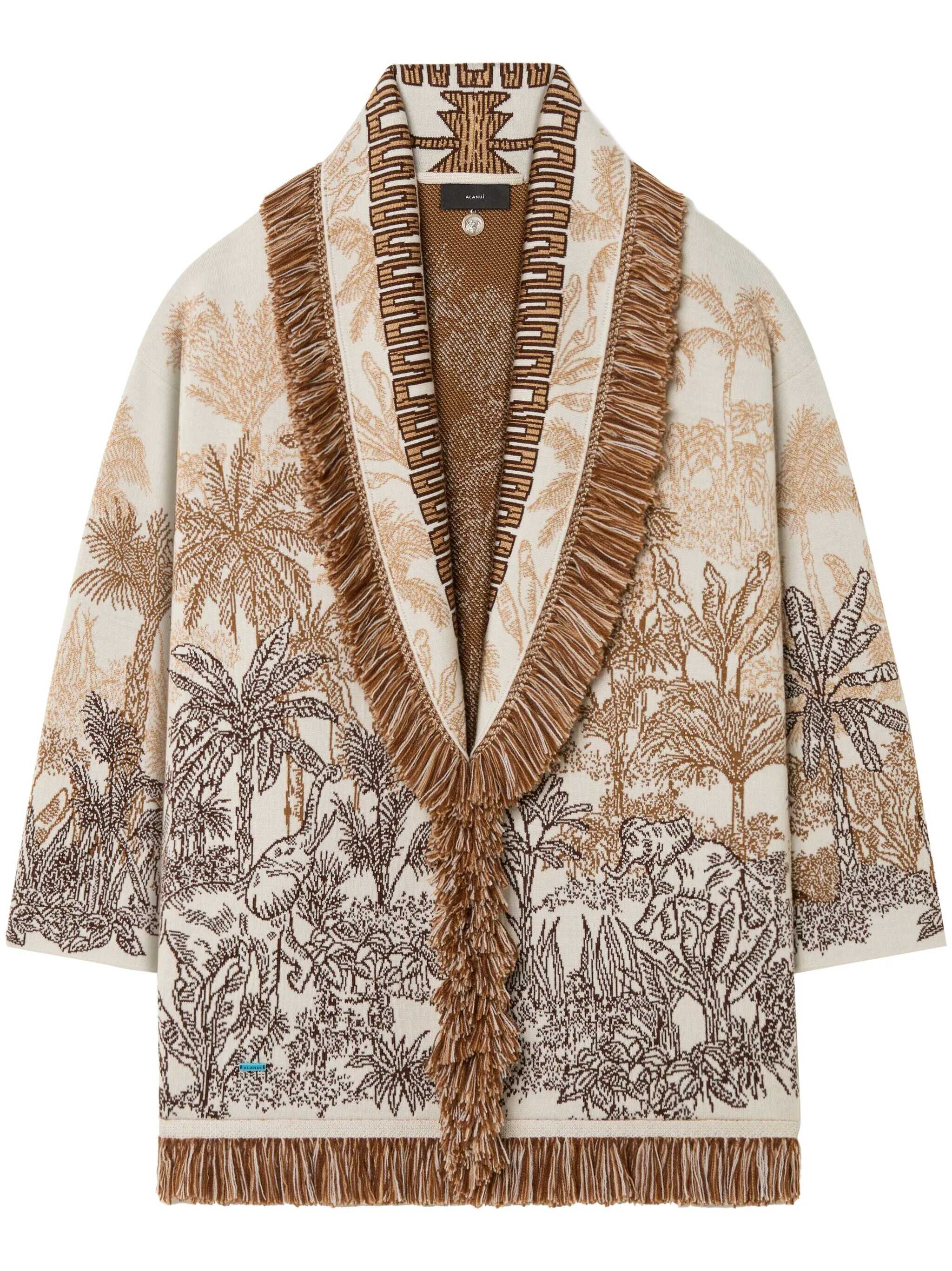 Pulovere ALANUI Alanui Jungle Toile De Jouy Wool Blend Cardigan Beige ...