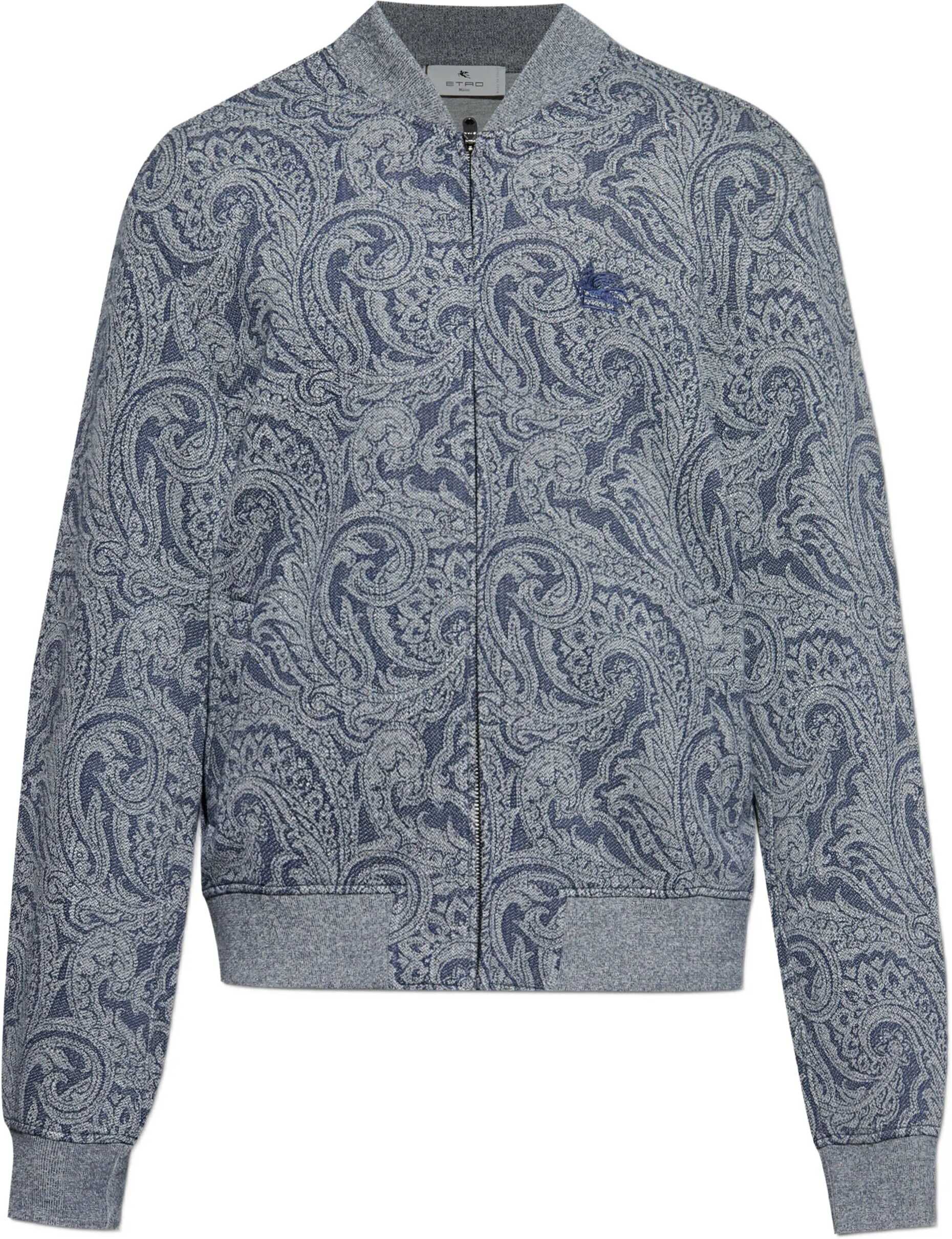 Bomber jacket ETRO Jacquard Bomber Jacket With Logo GREY Barbati ...